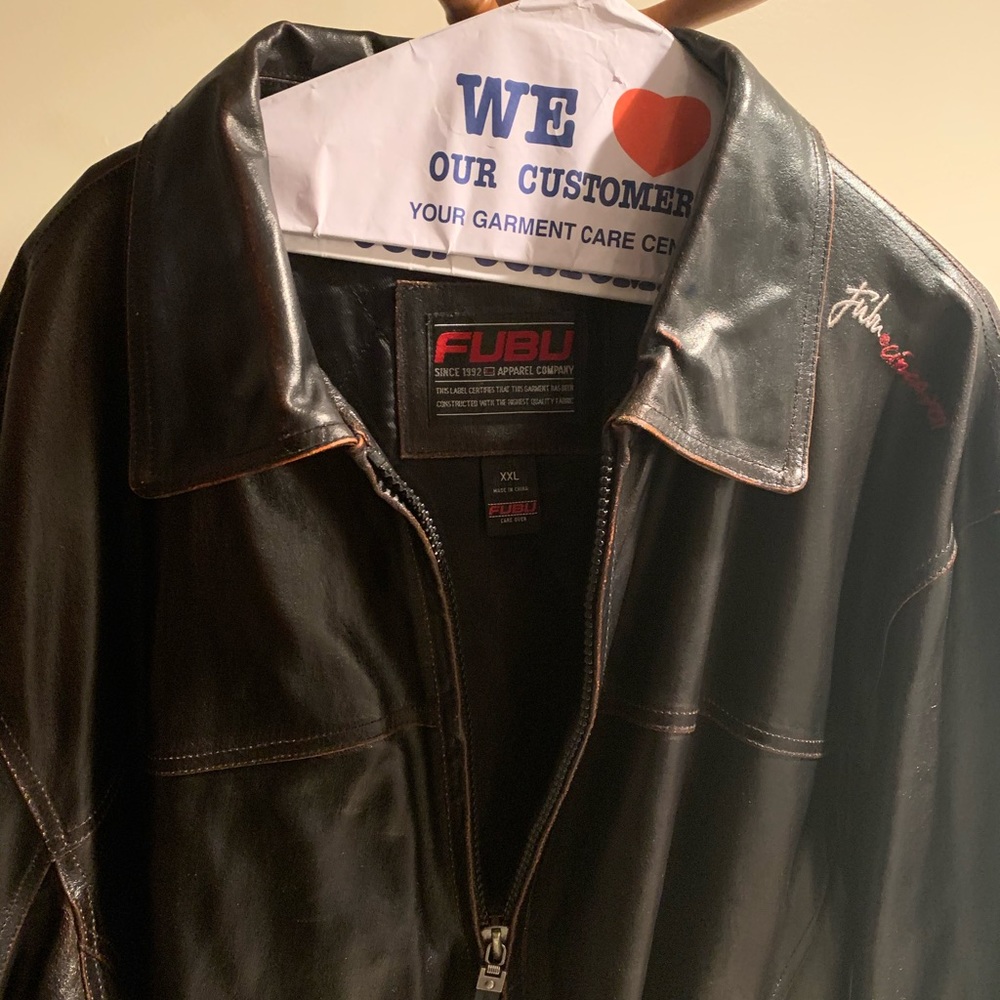 Fubu Vintage Brown Leather Jacket - Gem